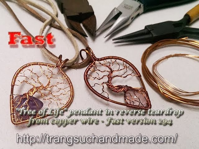 Tree of life pendant in reverse teardrop from copper wire - fast ...