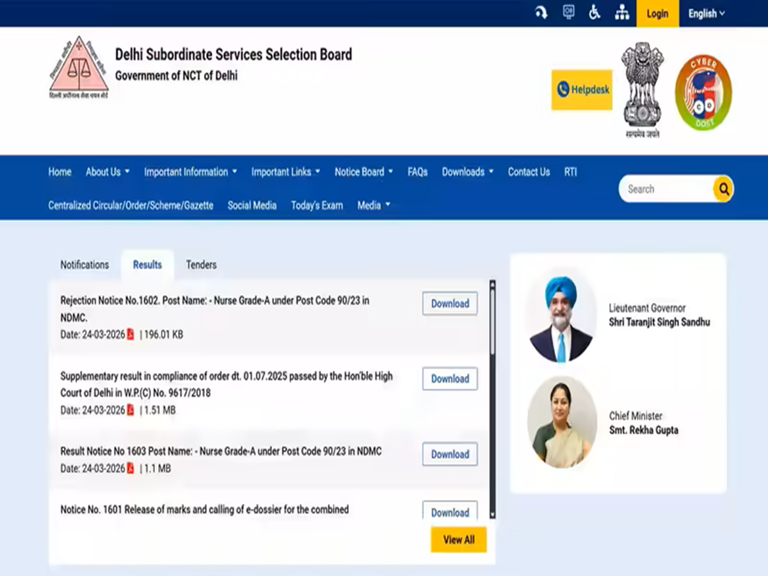 DSSSB result 2026 released at dsssb.delhi.gov.in, check how to download ...