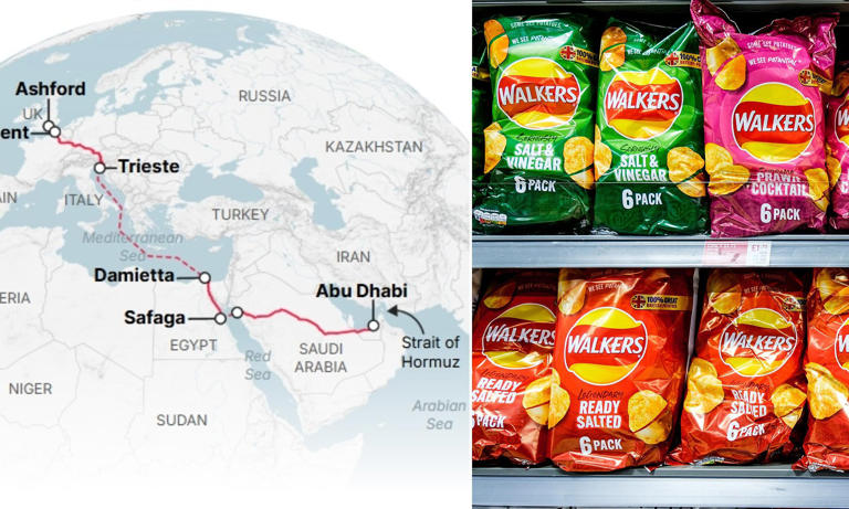 Expat supermarket boss has 22,000 packets of Walkers driven 5,500 miles ...
