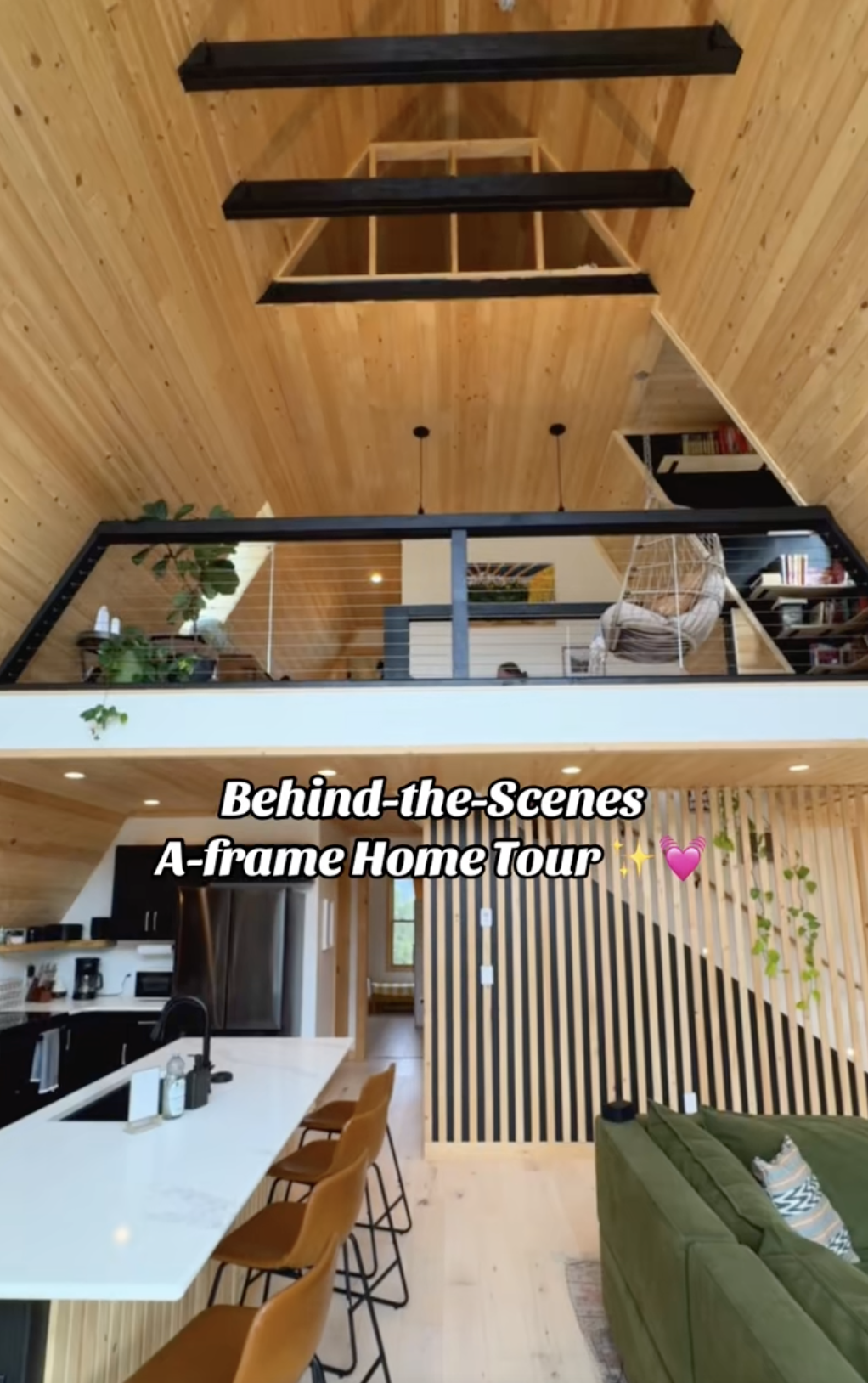 A sneak peek inside our tour of the Fites dreamy A-frame in the mountains 💓