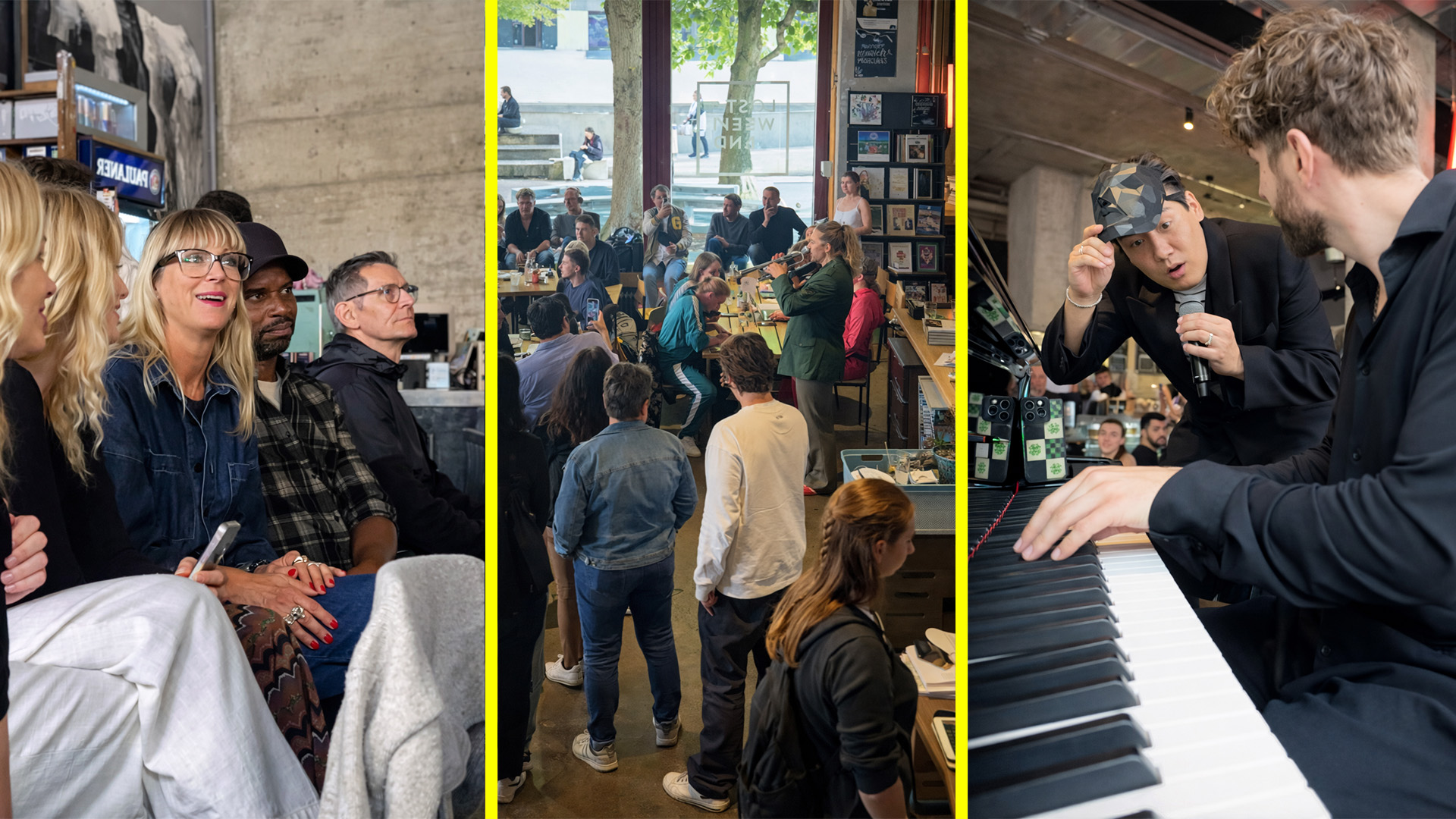 A simple piano turns into a café performance