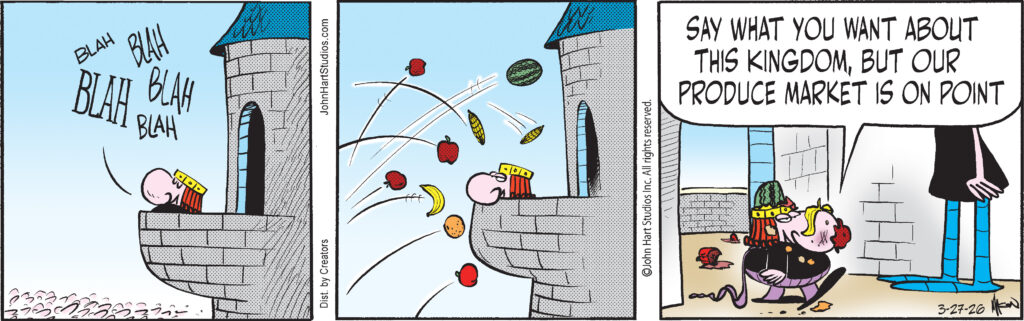 The latest "Wizard of Id" comics by Parker and Hart