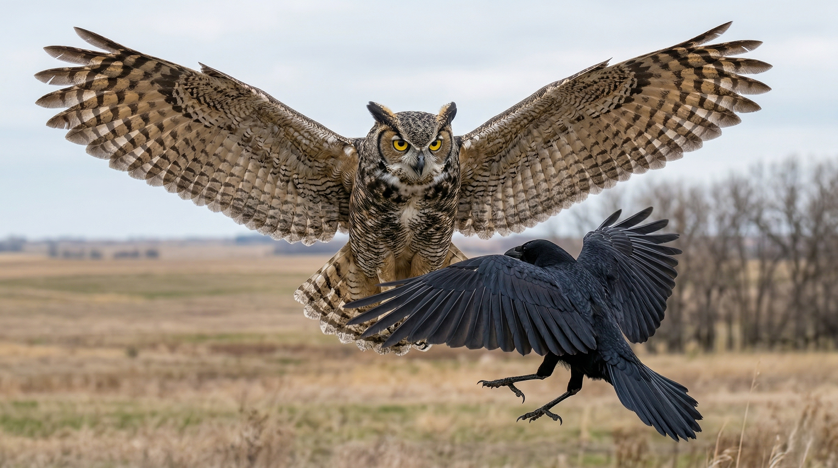 Great horned owls and crows hate each other