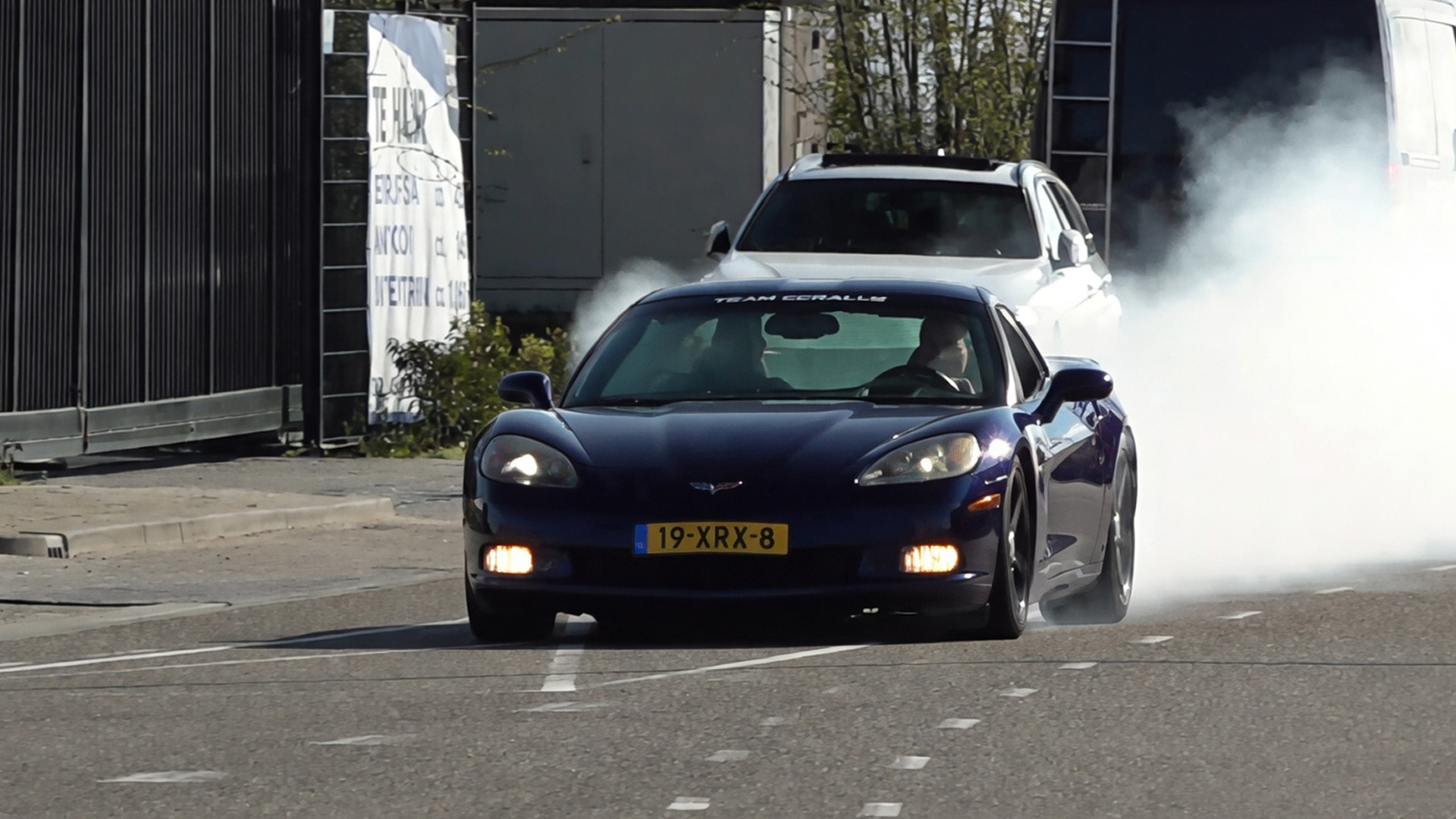 Corvette C6 insane burnout on public road