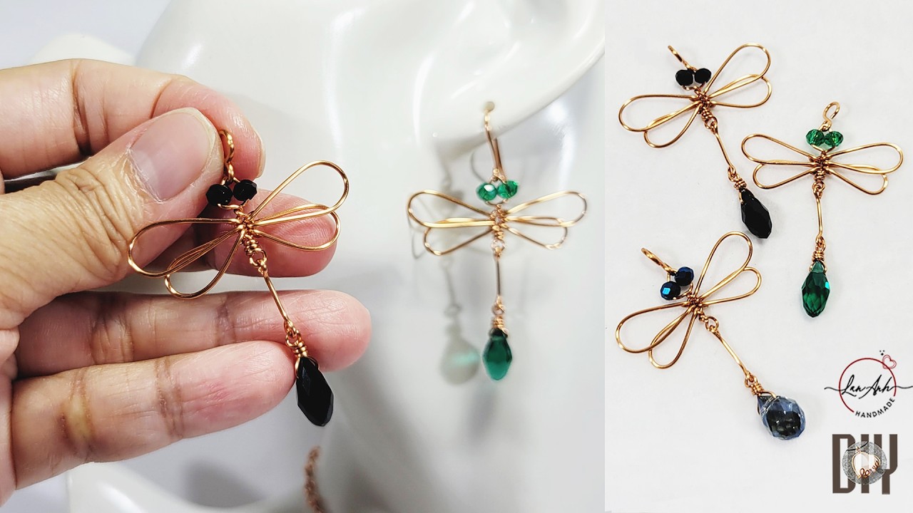 Dragonfly pendant and earrings | Simple copper wire jewelry making ...