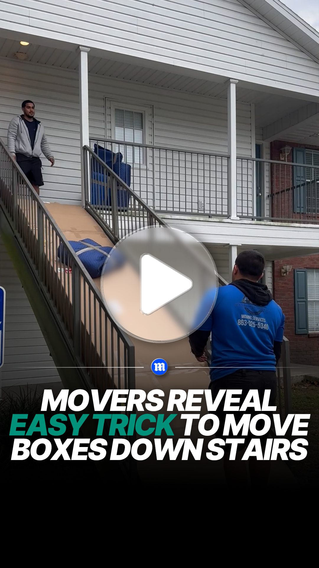 Movers use simple technique to lift heavy boxes with ease