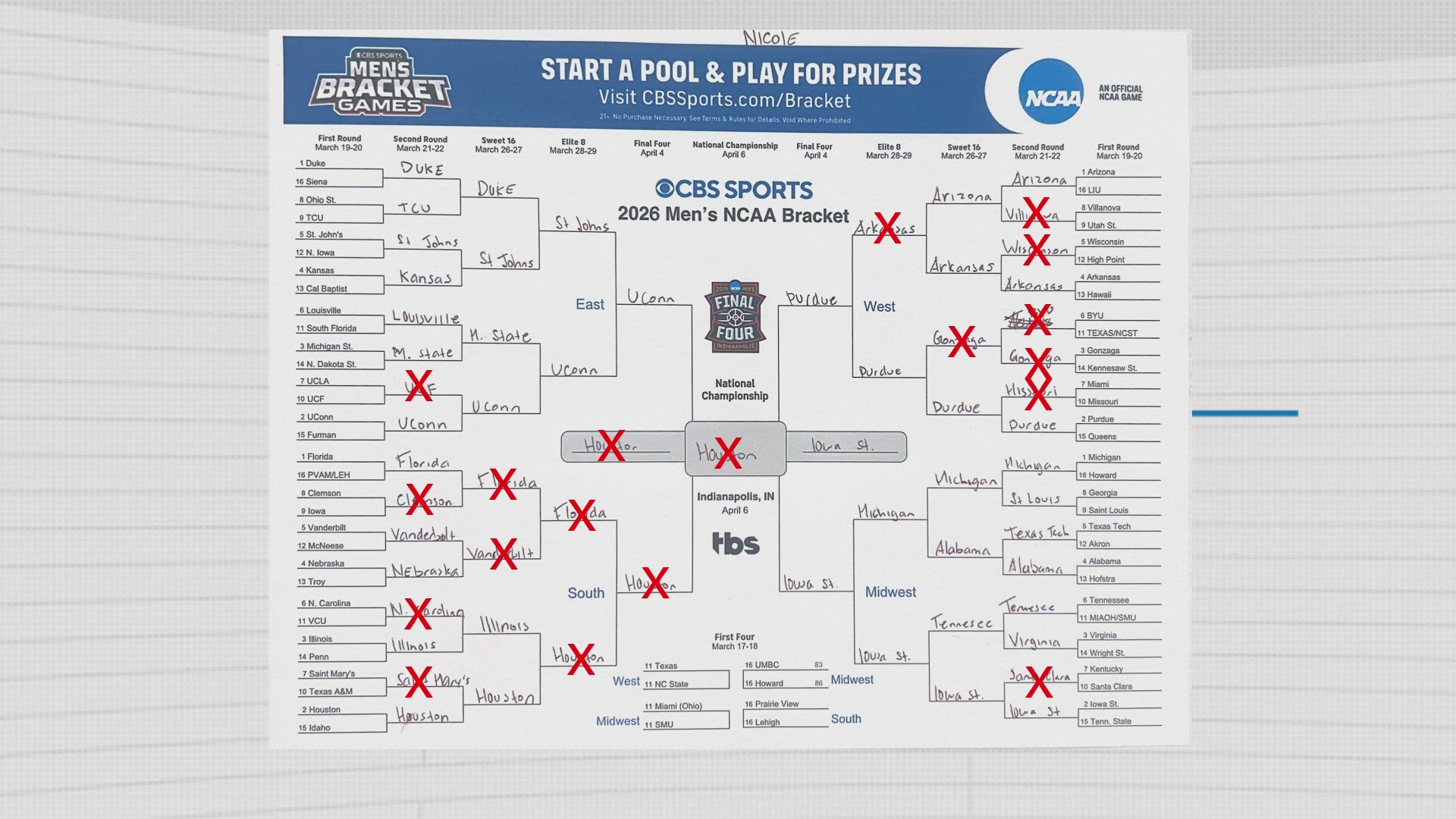 March Madness bracket updates