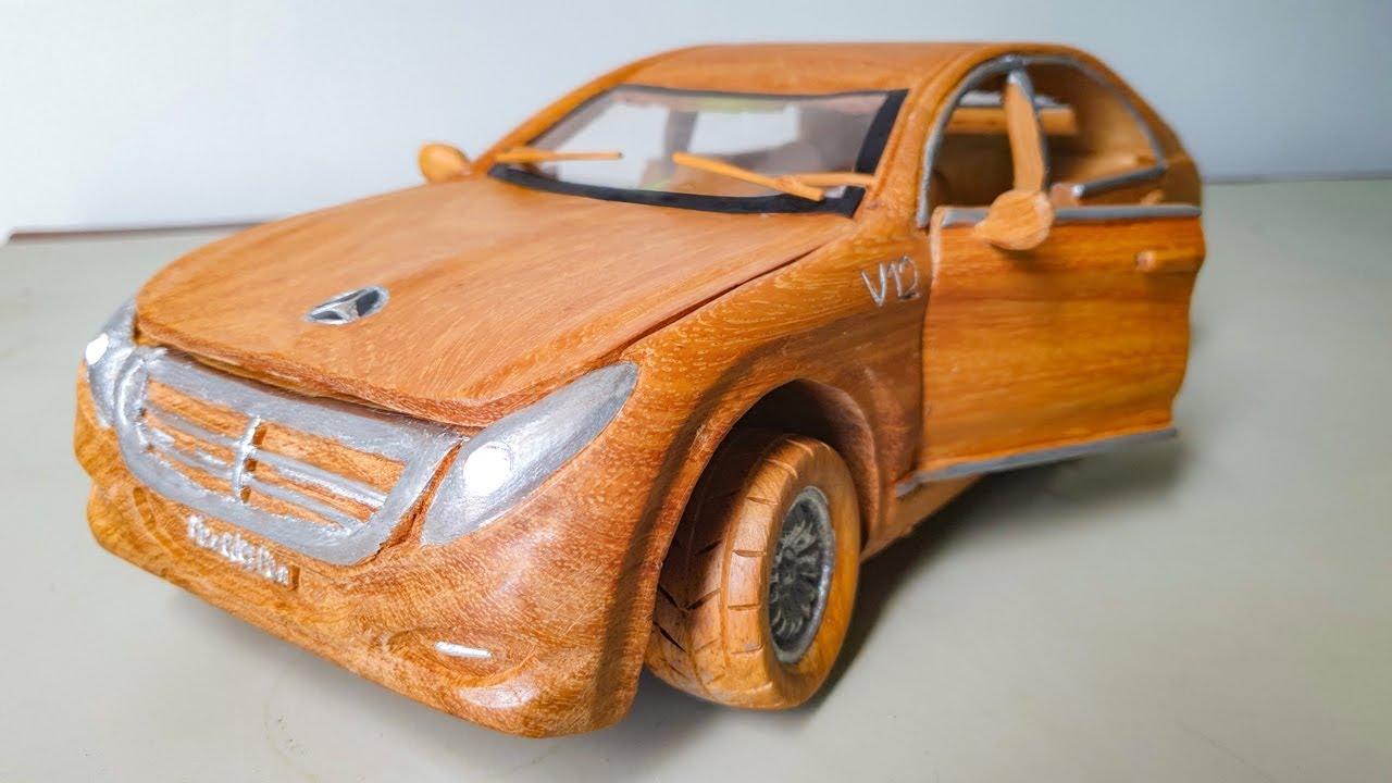 Wood carving - Mercedes S600 Maybach 2020 - woodworking art, wooden car