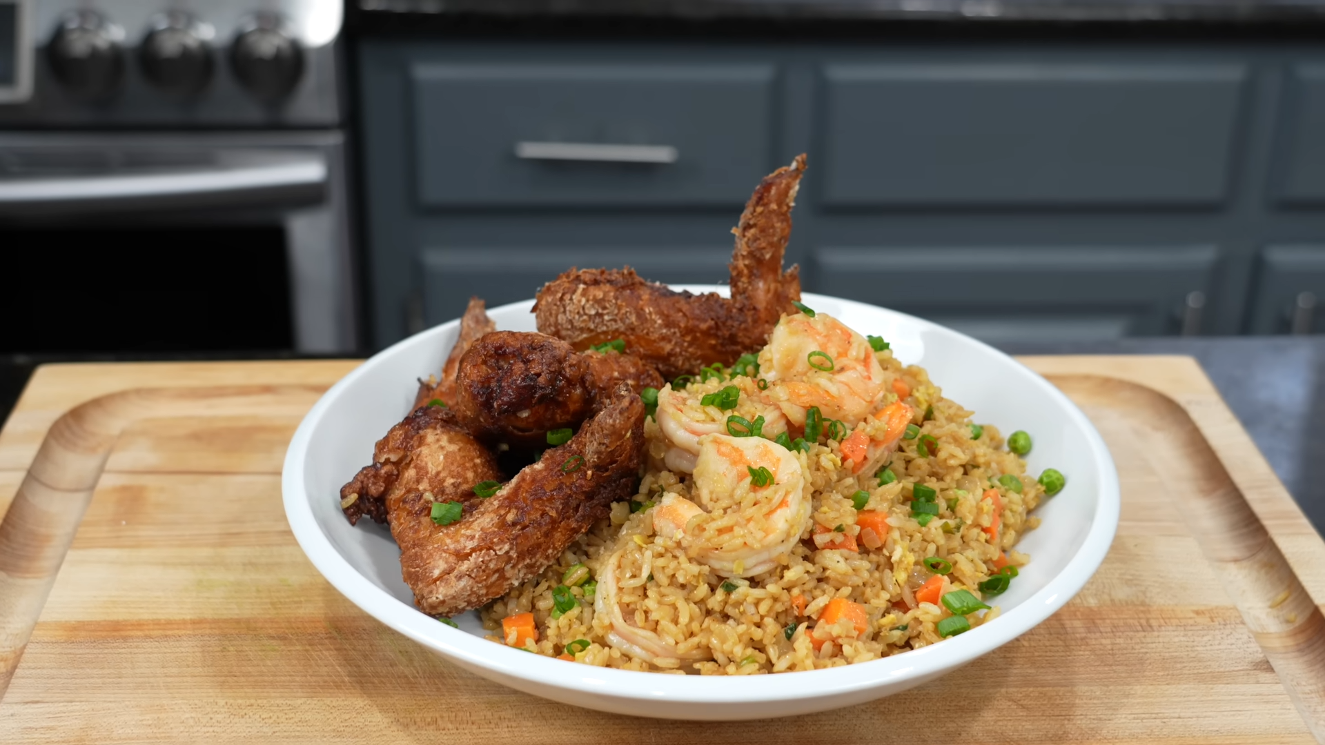 High protein Chinese chicken wings and fried rice