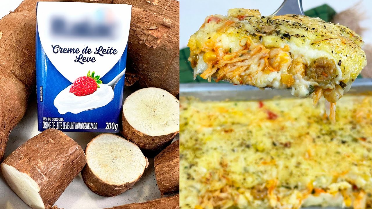 Torta com massa de mandioca e creme de leite | Lanche completo e fácil ...