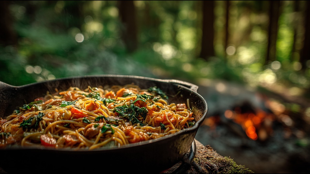 🔥 Rustic noodle-making over open fire | ASMR cooking