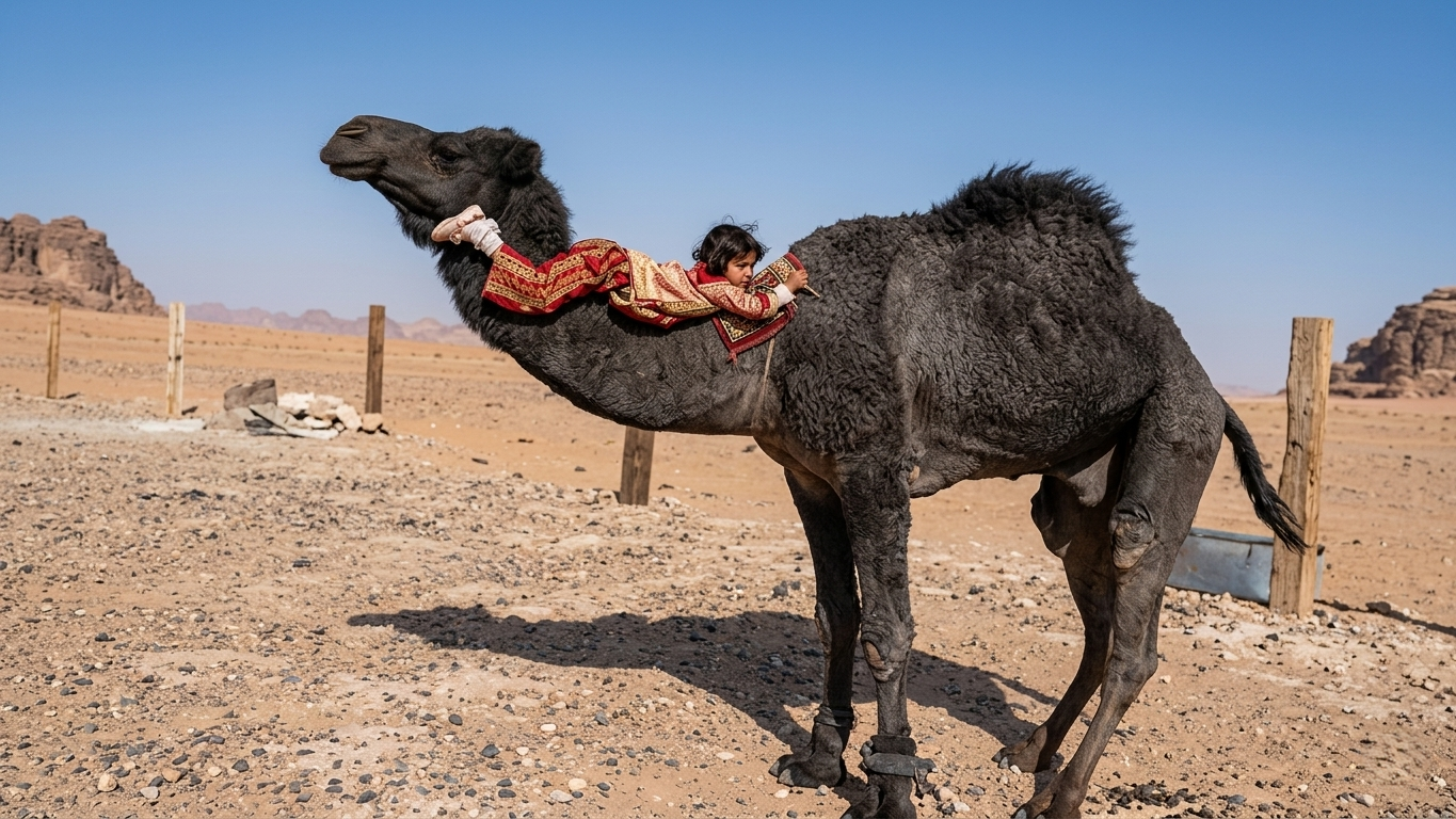 Watch what happens when a child harasses a camel