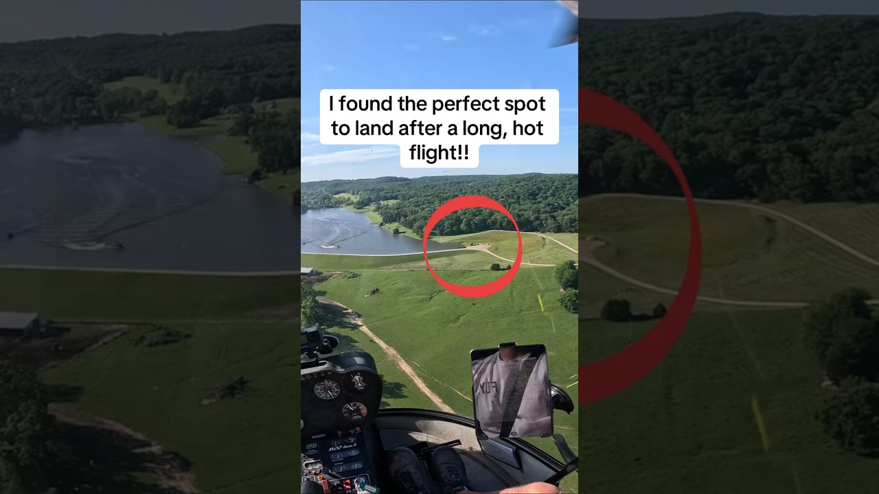 Helicopter pilot lands to swim!