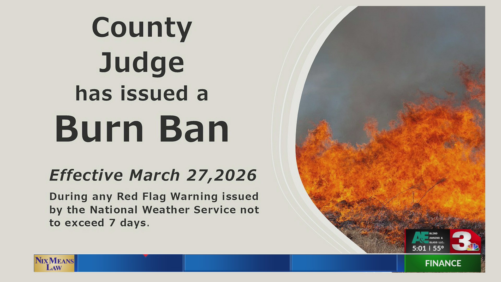 Burn ban reinstated in Clay County due to high fire risk