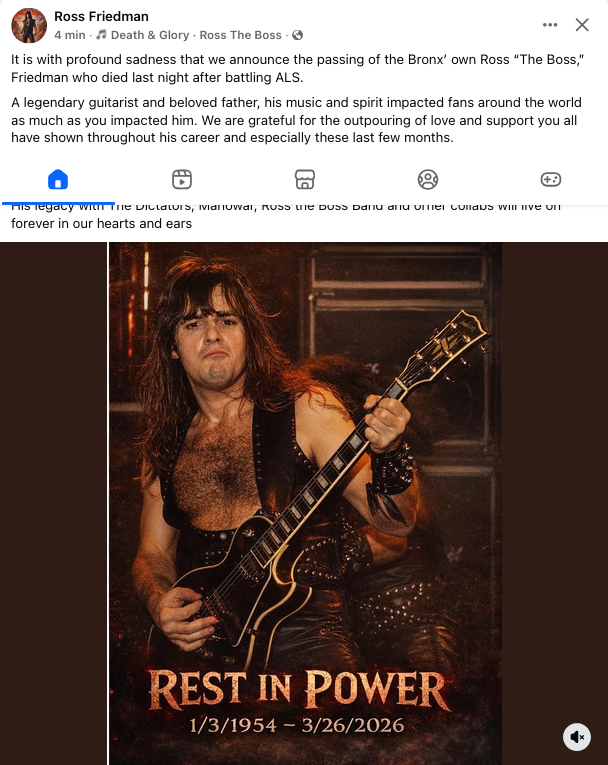Manowar: si è spento Ross The Boss