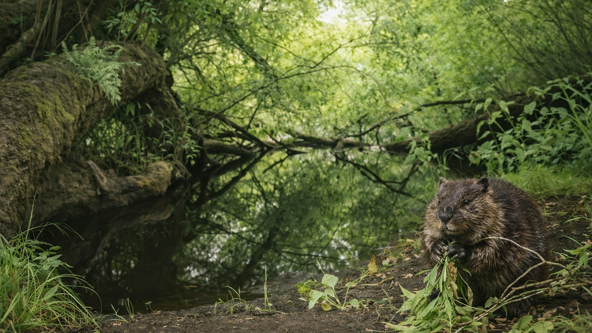 A remote camera captured this animal feeding by the water
