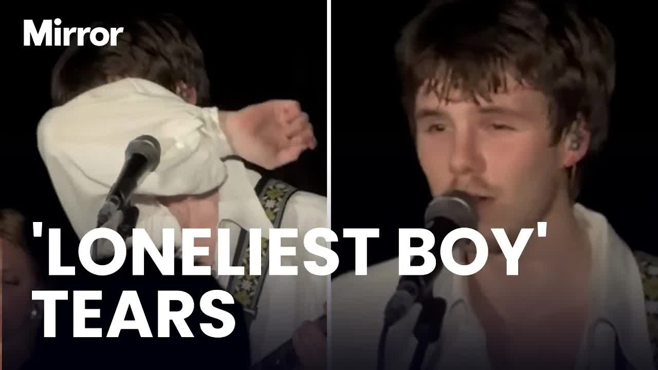 Cruz Beckham gets emotional singing tribute to brother Brooklyn