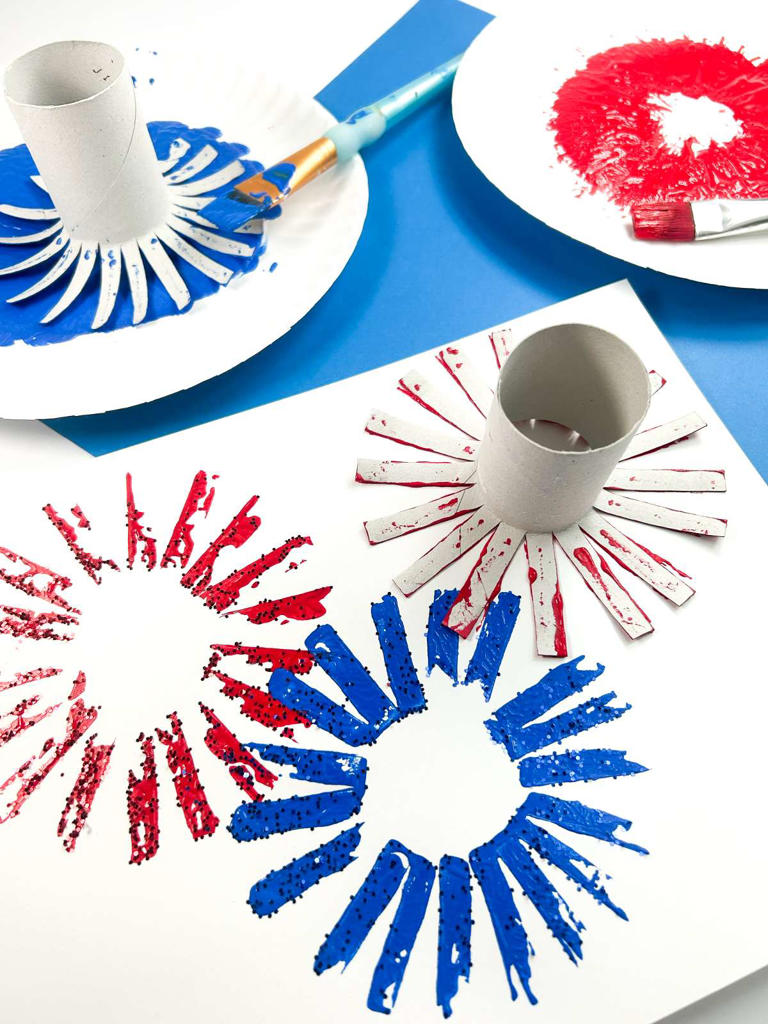 Fun Toilet Paper Roll Fireworks Painting Craft
