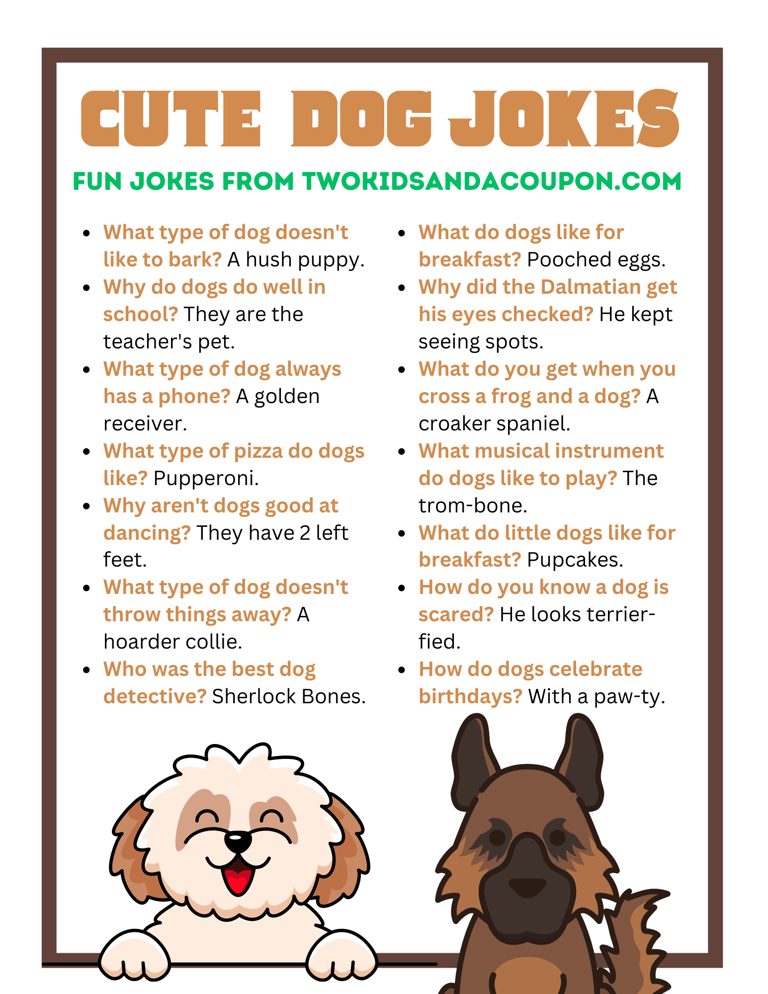 Funny Dog Jokes for Kids and Adults PLUS Free Printable