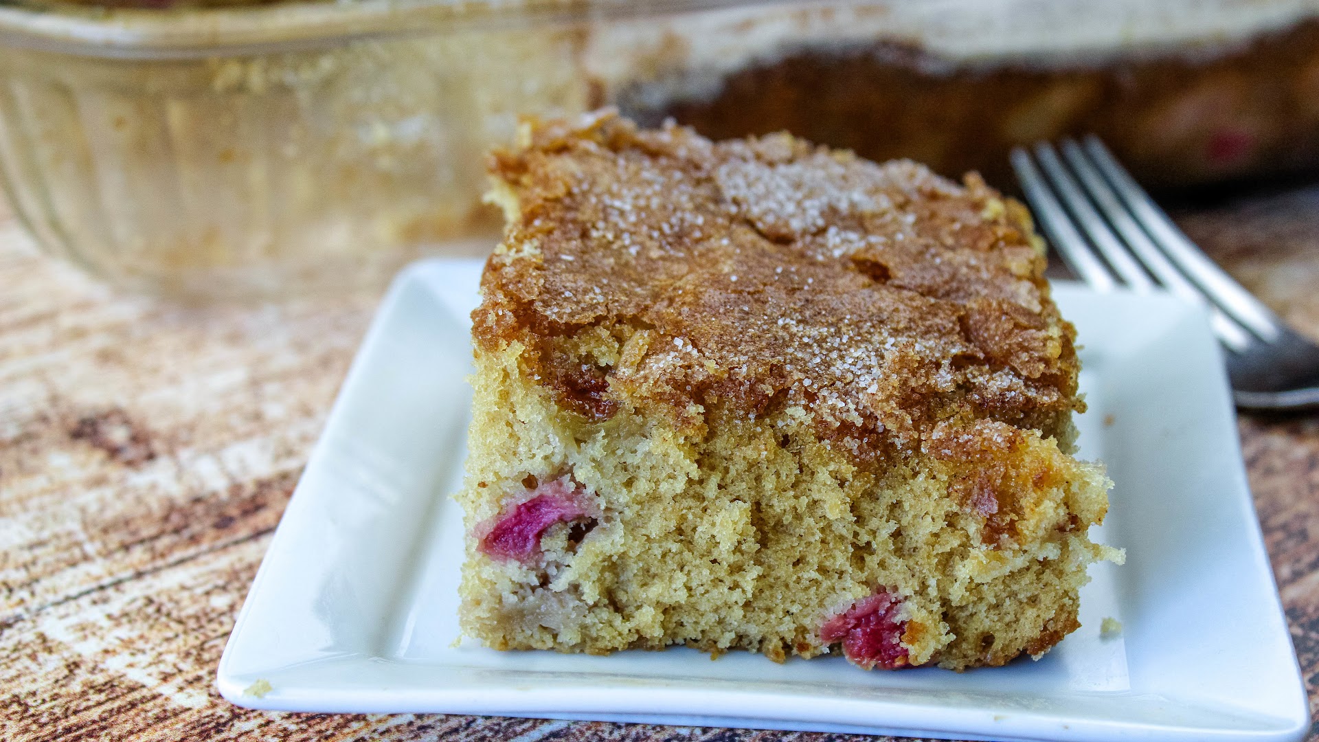 Simple to make, this rhubarb cake is similar to a coffee cake