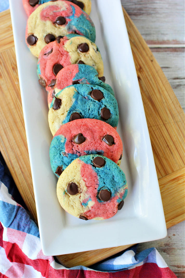 Red White and Blue Chocolate Chip Cookies for Patriotic Parties