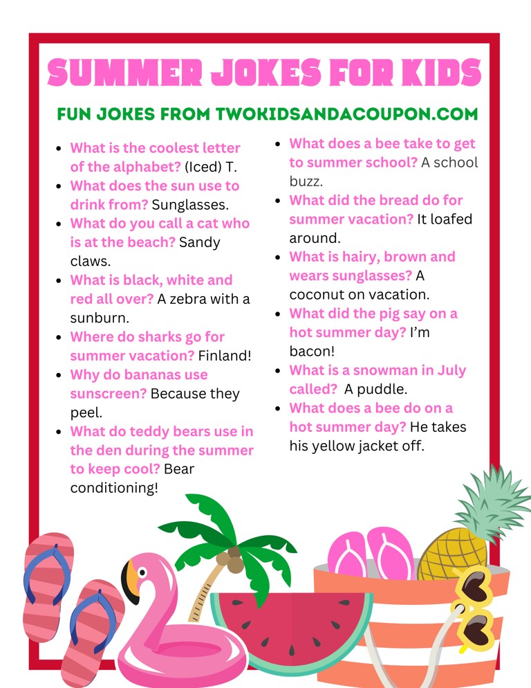Laugh out loud with these fun summer jokes for kids plus free printable