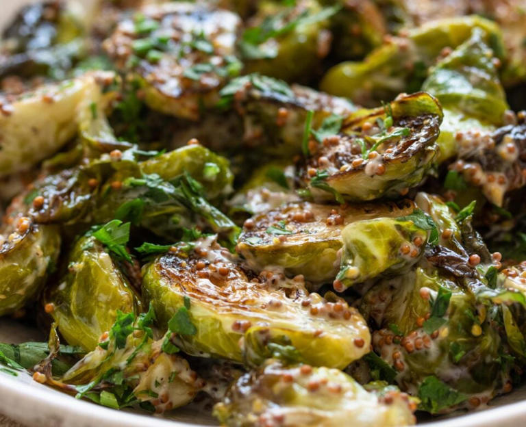 Oven-Roasted Brussels Sprouts With Mustard