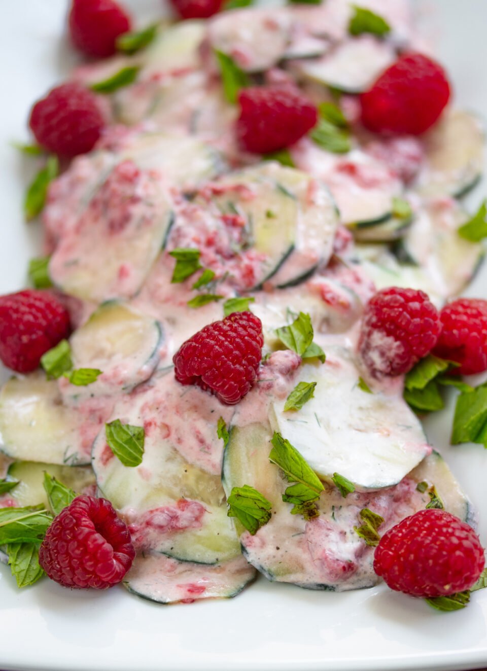 Cucumber Raspberry Salad - Creamy & Refreshing
