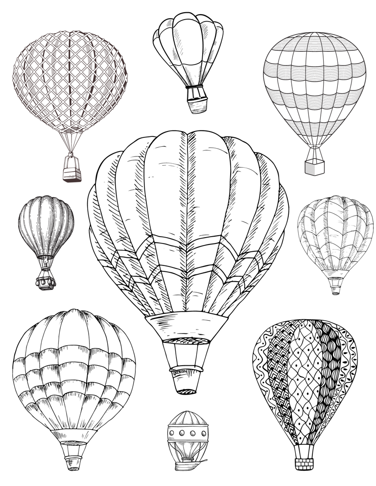 8 Hot Air Balloon Coloring Pages