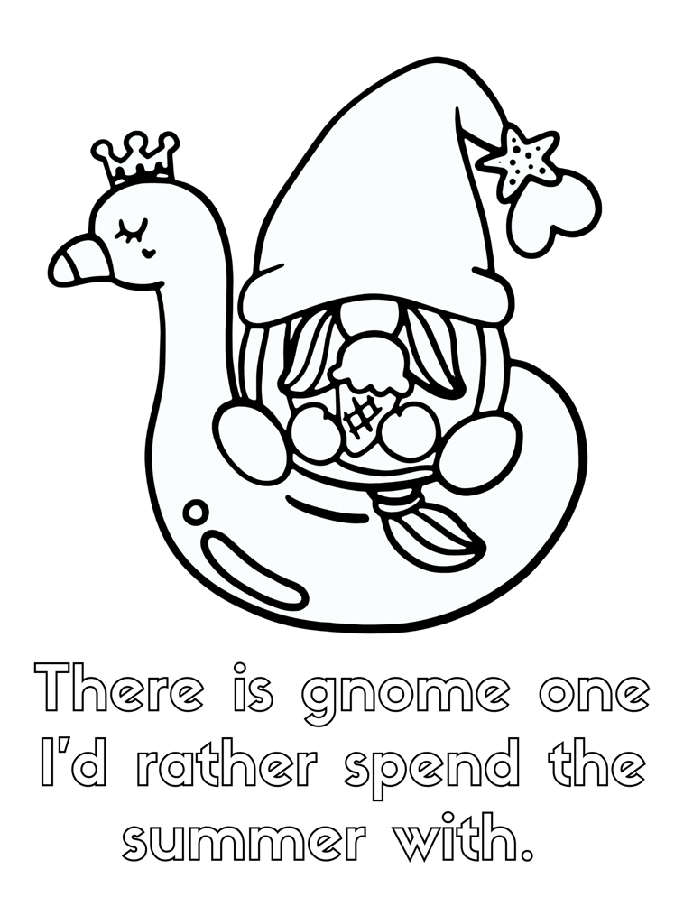 Fun summer gnomes coloring pages