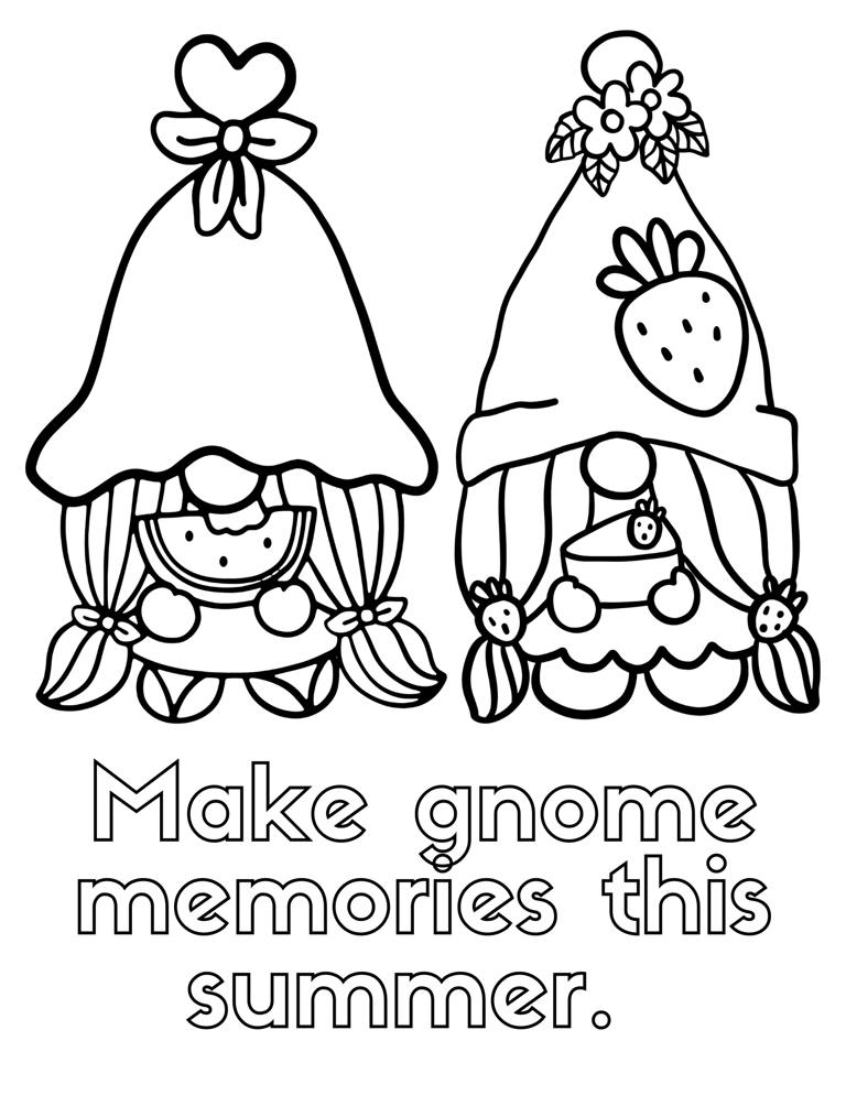 Fun summer gnomes coloring pages