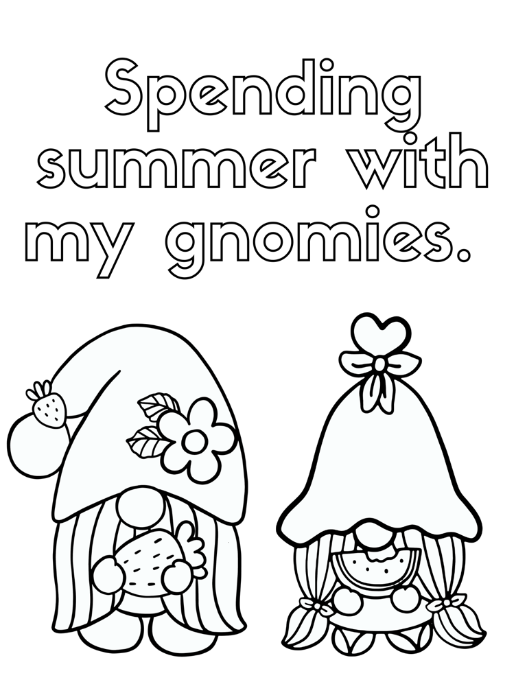 Fun summer gnomes coloring pages
