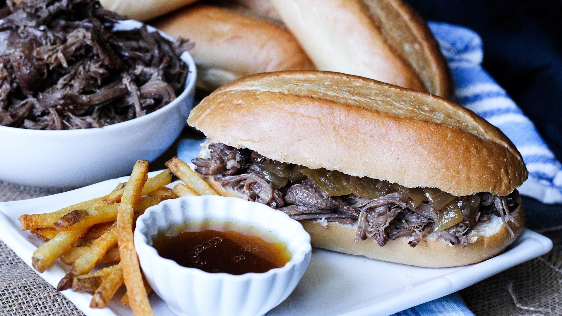 Now, this is an easy dinner recipe - easy crock pot French dip