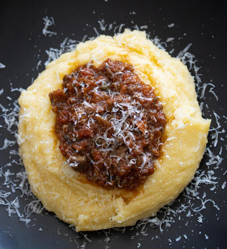 Mushrooms, Sausage Ragu With Polenta - Easy Recipe