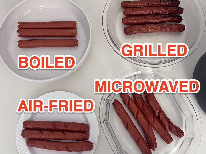 I made a hot dog in 4 different appliances, and I'll never use the microwave again