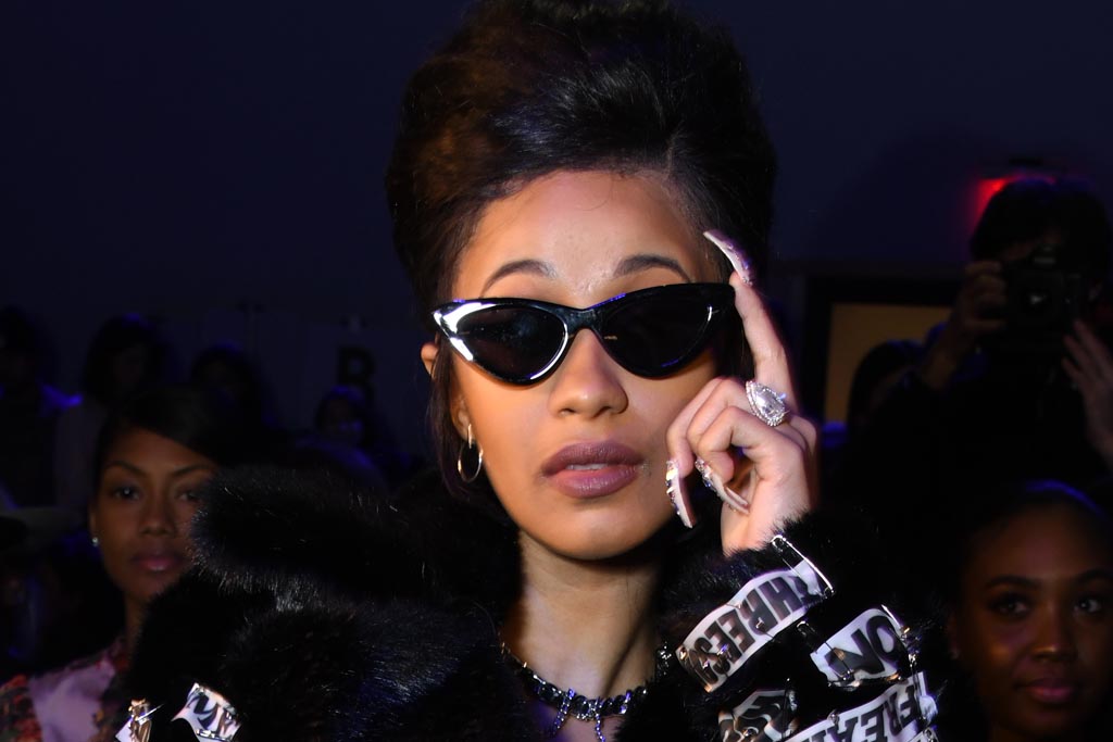 Cardi B Wore Purple Ombré Feather Boots & Edgy Rick Owens Sandals at ...