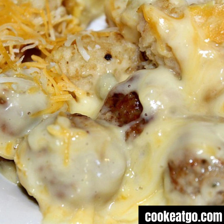Easy Cheesy Meatball Tater Tot Casserole