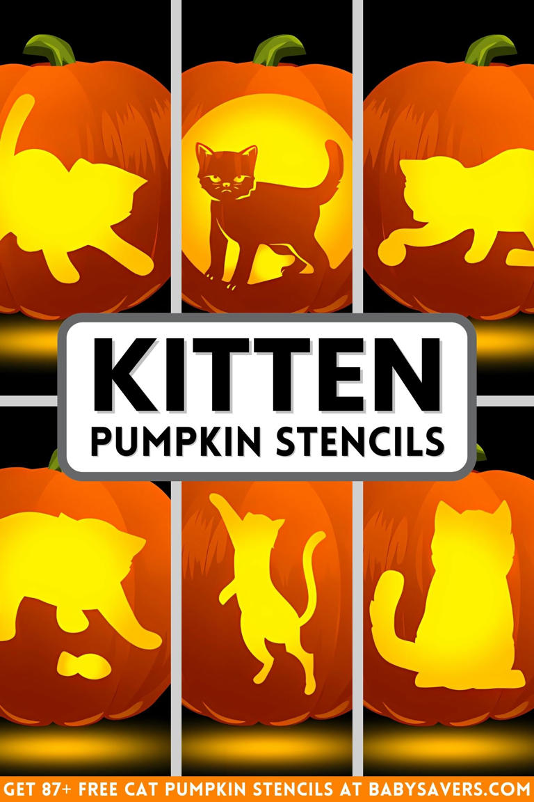 87 Cat Pumpkin Carving Stencils: Free Printables for Halloween!