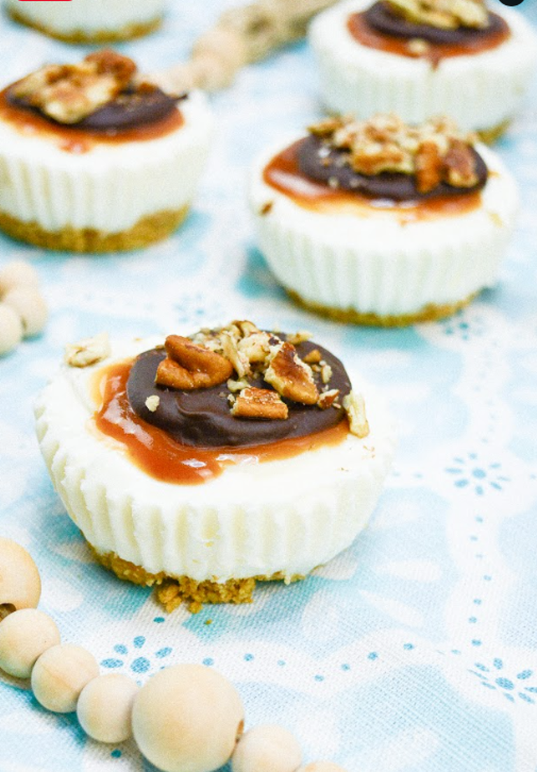 Easy Mini No Bake Turtle Cheesecake