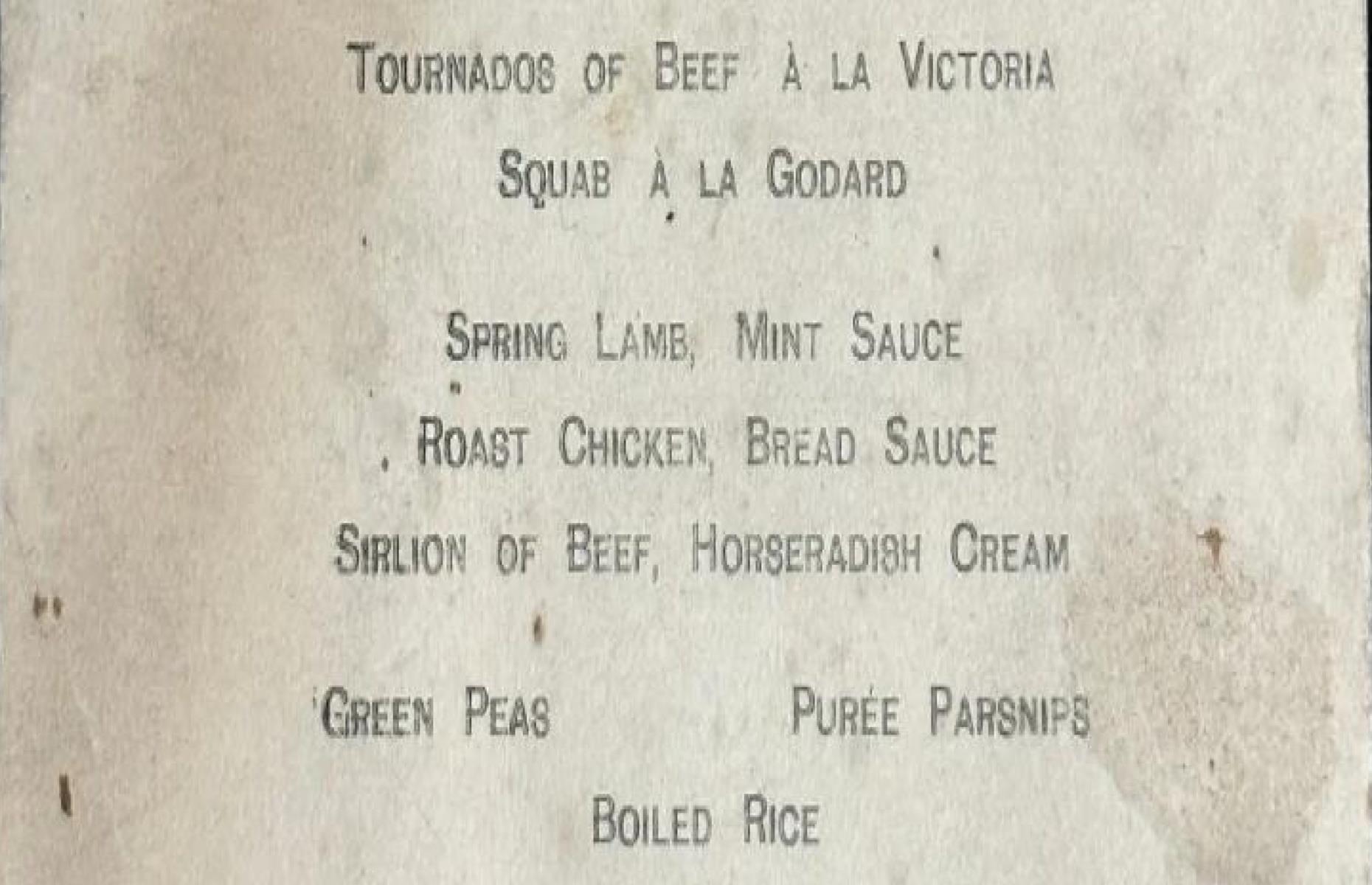 Discover the Titanic's menu for passengers in every class