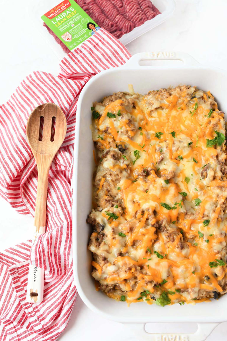 French Onion Beefy Rice Casserole