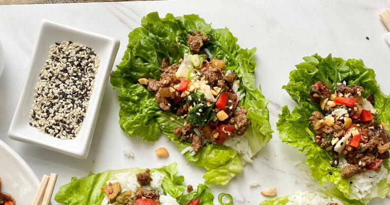 Korean Beef and Rice Lettuce Wraps