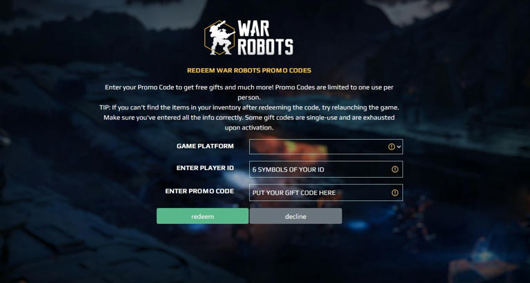 War Robots Codes (January 2025)