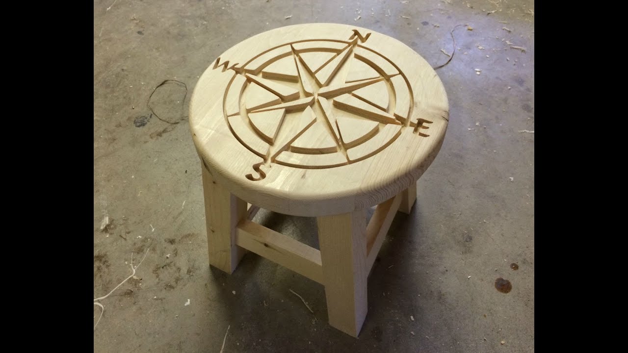Build A Simple Step Stool with CNC Carved Compass Design