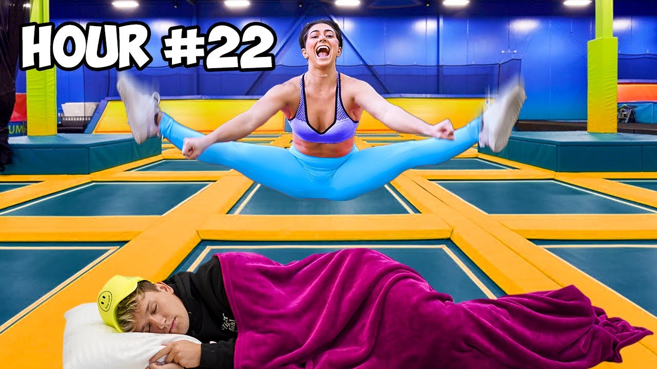 24 hours overnight challenge at trampoline park
