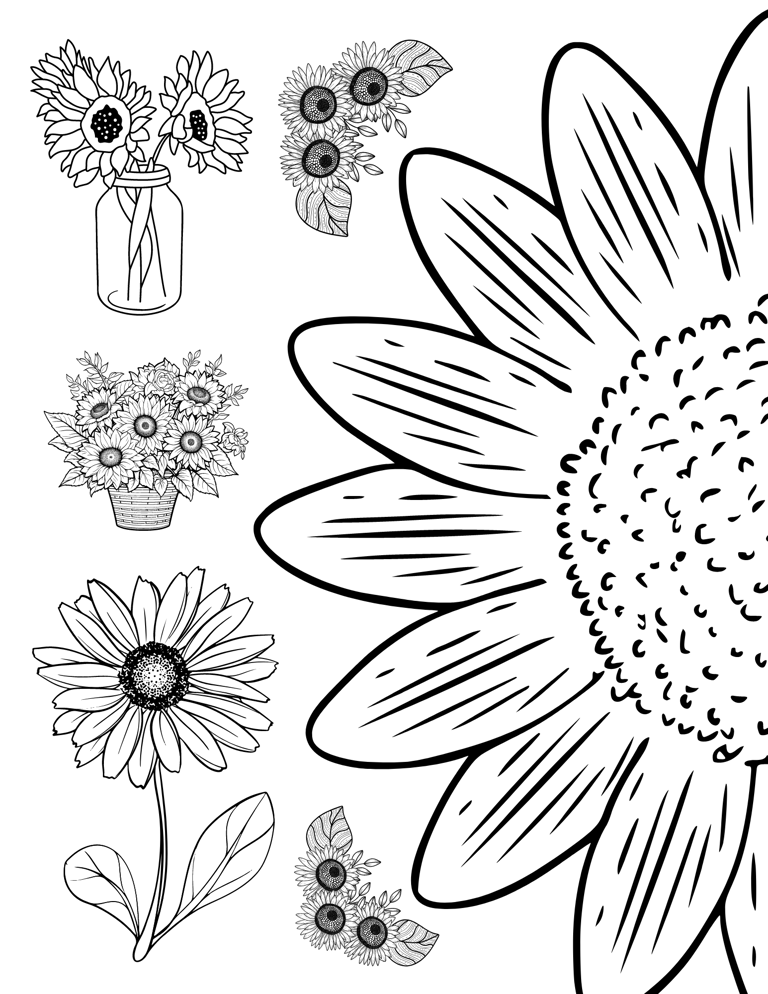 8 Free Sunflower Coloring Pages