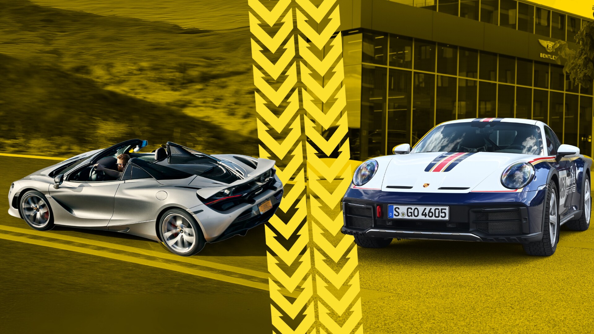 Porsche 911 Dakar vs McLaren 720S Spider, a battle of titans