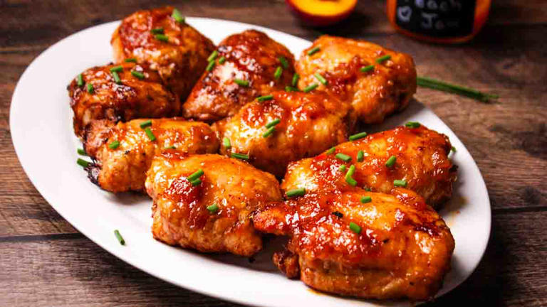 Smoked Traeger Chicken Thighs with Peach Glaze