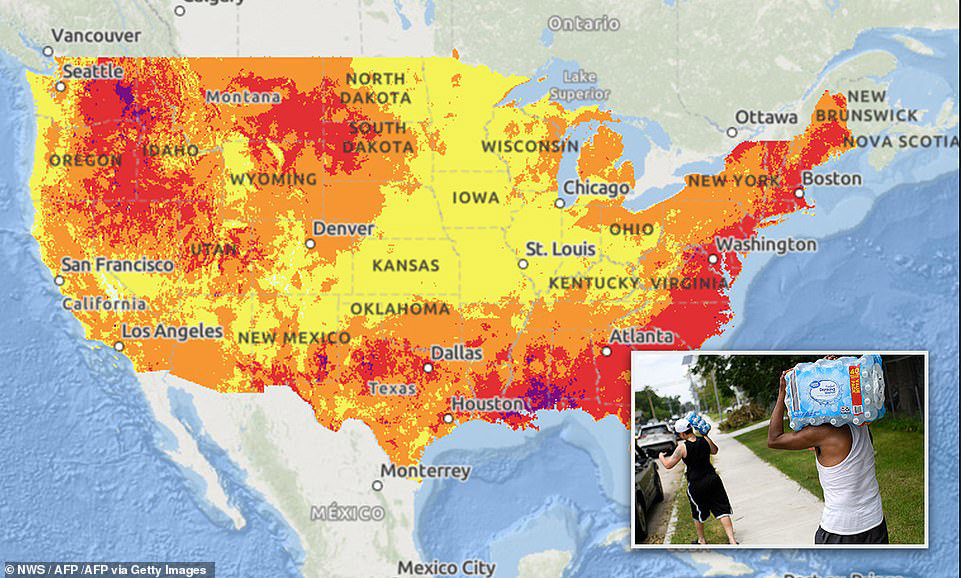 Staggering map shows where Americans face 'dangerously hot' conditions Staggering map shows where Americans face 'dangerously hot' conditions