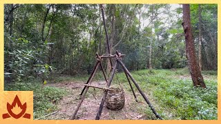 Construct a rock-throwing catapult with primitive engineering